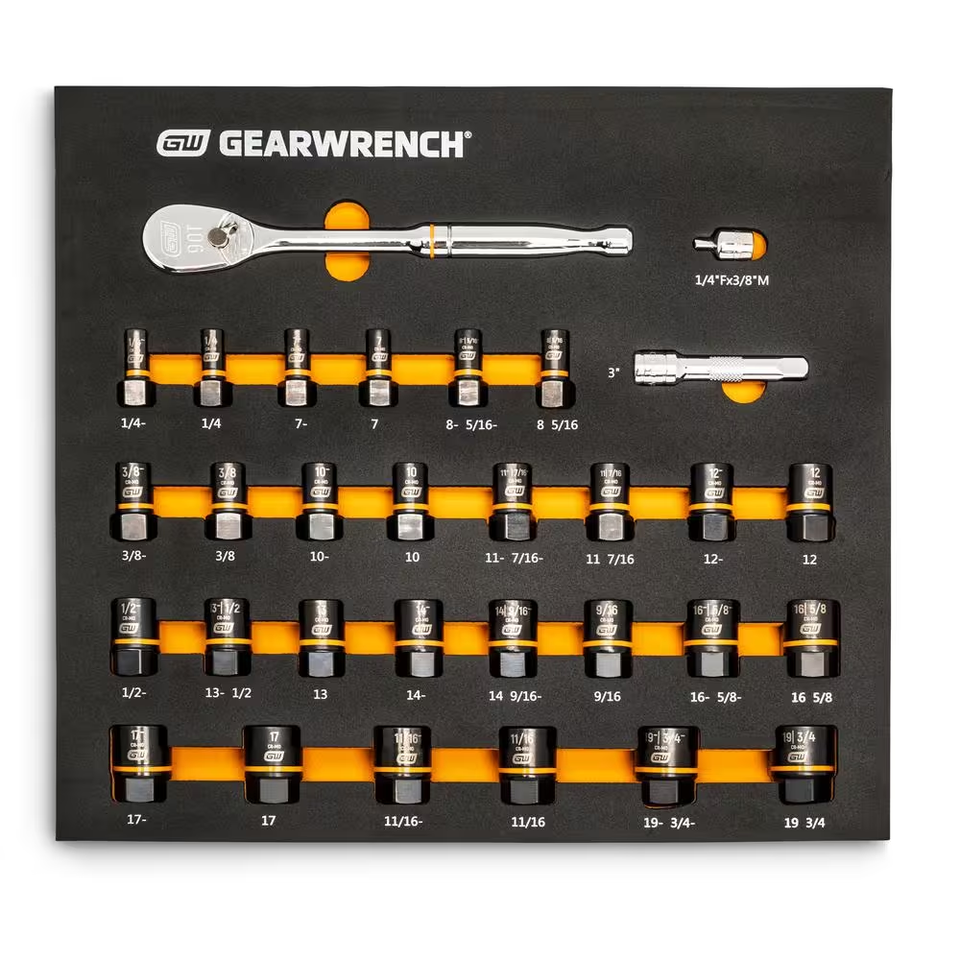 Bolt Biter Ratchet Socket Set MM/SAE with EVA Foam Tray (31-Pieces ...