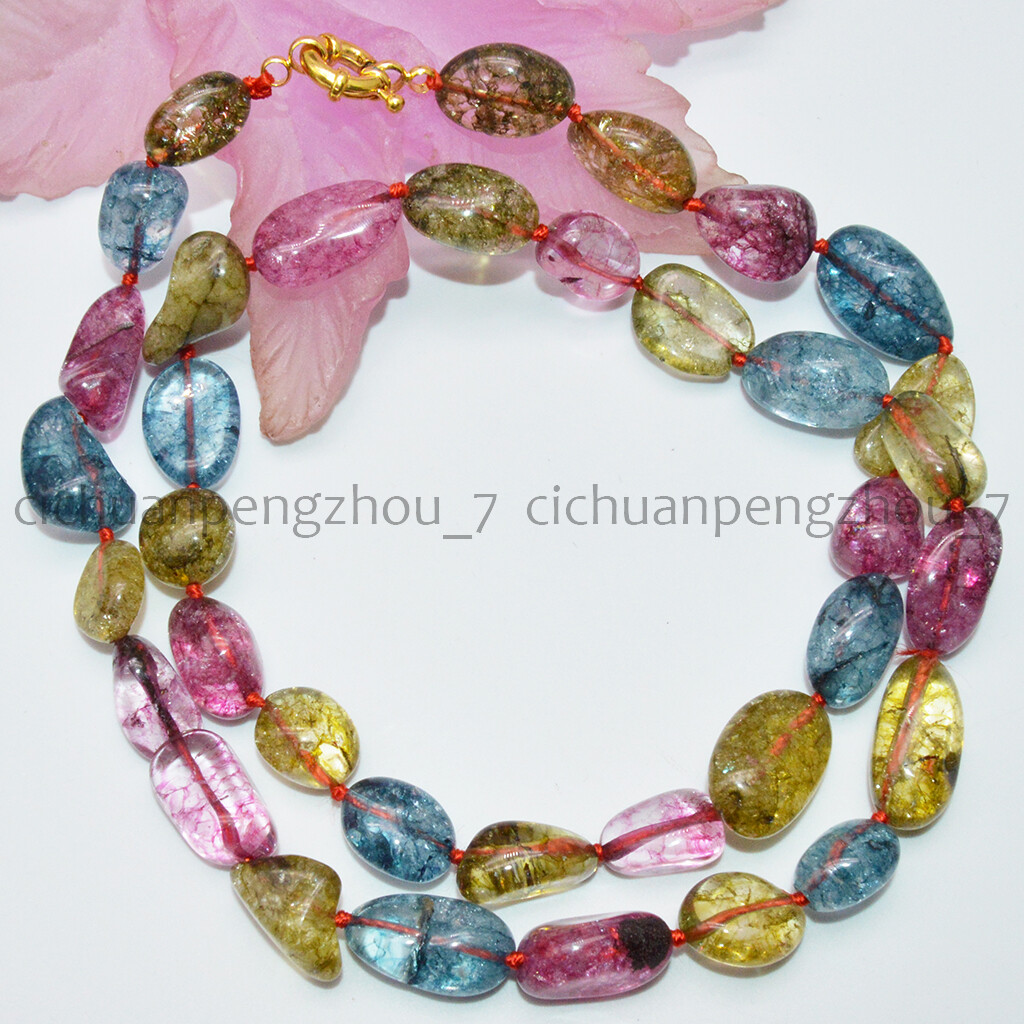 Long 36'' 12-15mm Multicolor Tourmaline Irregular Gemstone Beads ...
