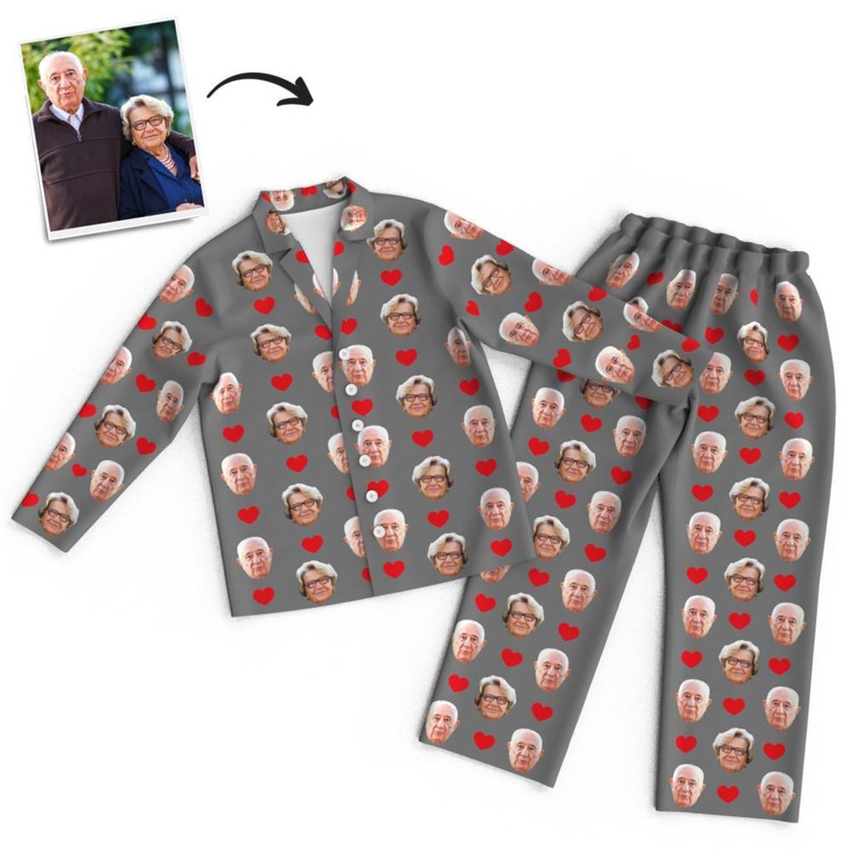 Custom Face Pyjamas Couple Face Personalised Long Sleeve Winter - AU ...