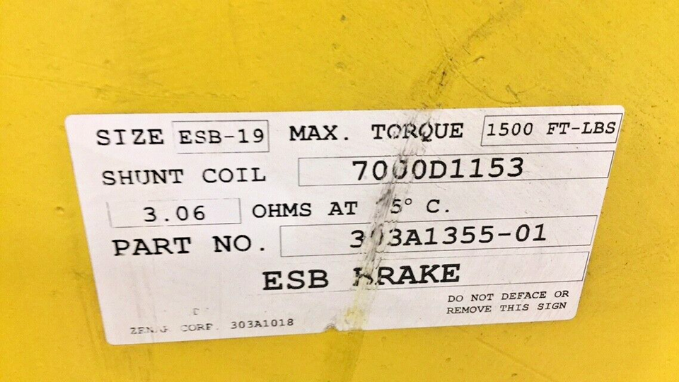 Zenar 303A1355-01 Used ESB-19 Brake Assembly Shunt Coil 7000D1153 3.06 ...