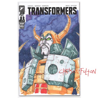 Transformers #1 Comic Book Sketch Blank Cover Art Variant by Chris Oz ...