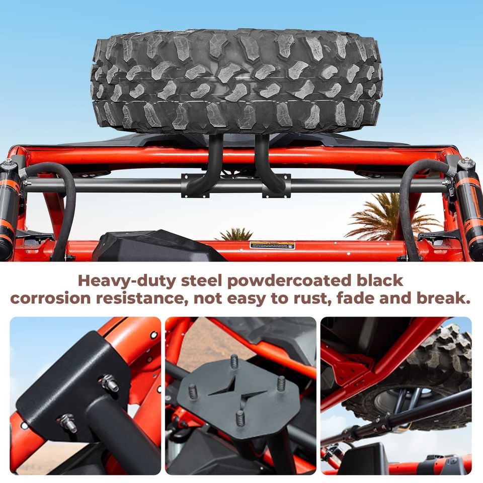 UTV Spare Tire Carrier Mount Rack Holder for 2017-25 Can Am Maverick X3 ...