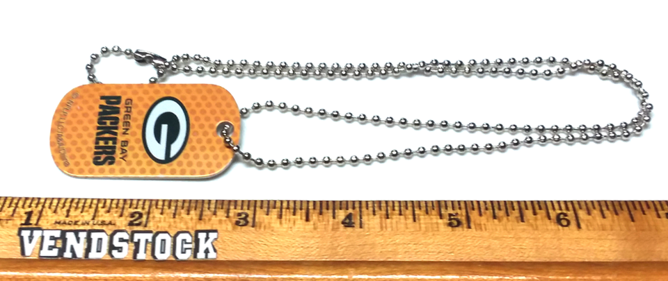GREEN BAY PACKERS NFL FOOTBALL METAL DOG TAG 21" CHAIN NEW OLD STOCK ...