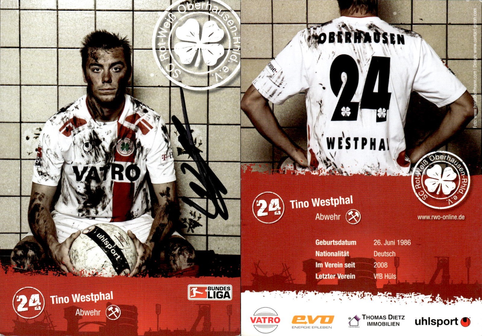 Timo Westphal Rot Weiß Oberhausen Autograph Postcard Football | eBay