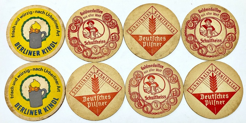 Set Of 8 - Antique German Beer Cardboard Coasters - 4 Inch - Double ...