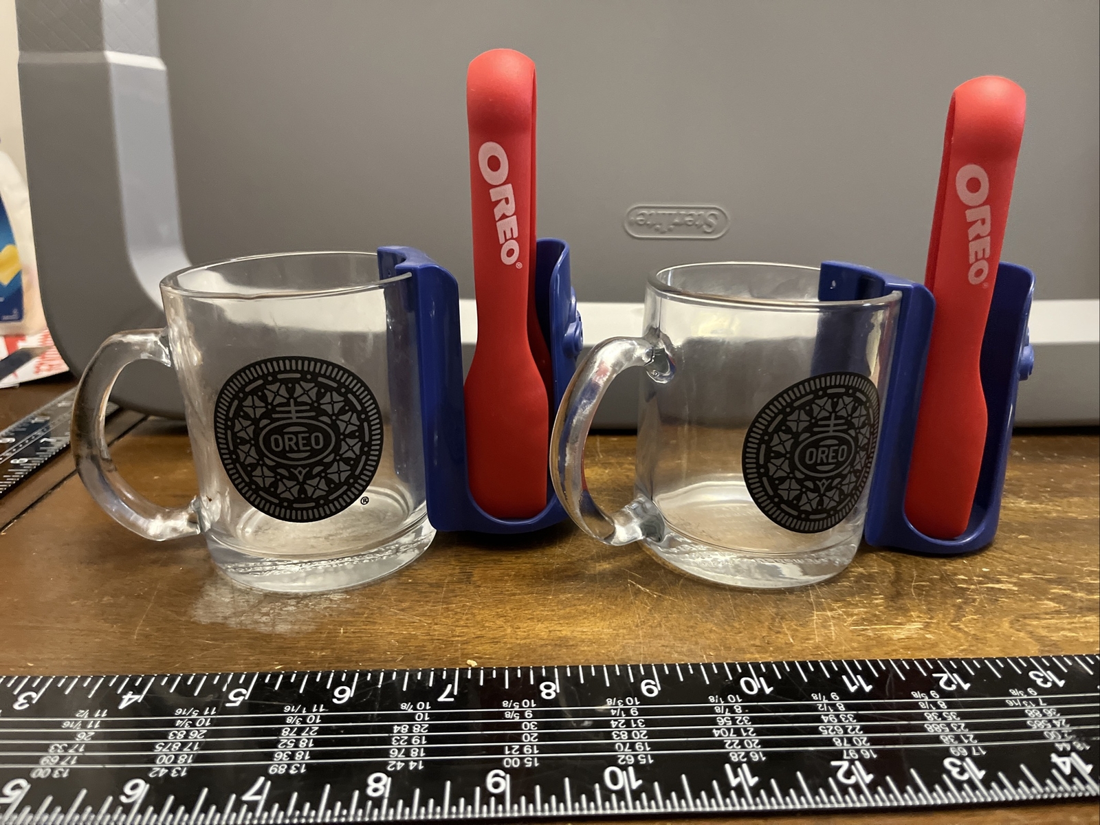 Oreo Cookie Glass Mug Attachable Cookie Holder And Dunker Tongs Set Of ...