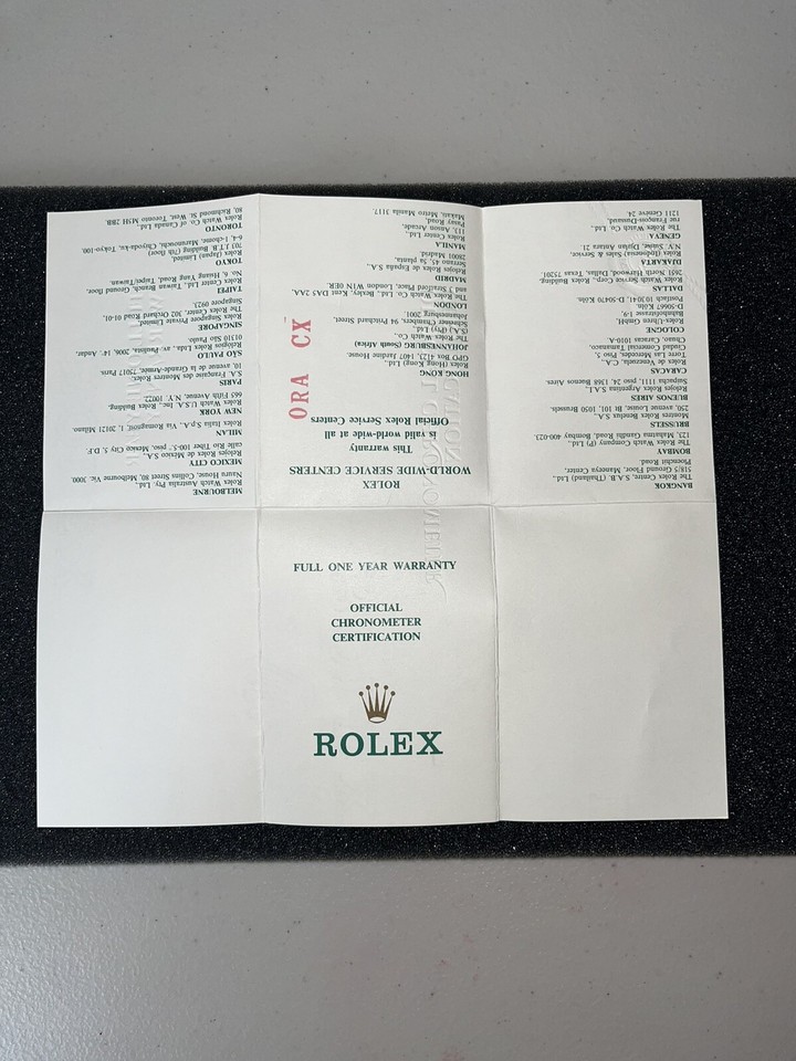 Rolex Certificate Paper Guarantee/Garantie 16613 Submariner | eBay