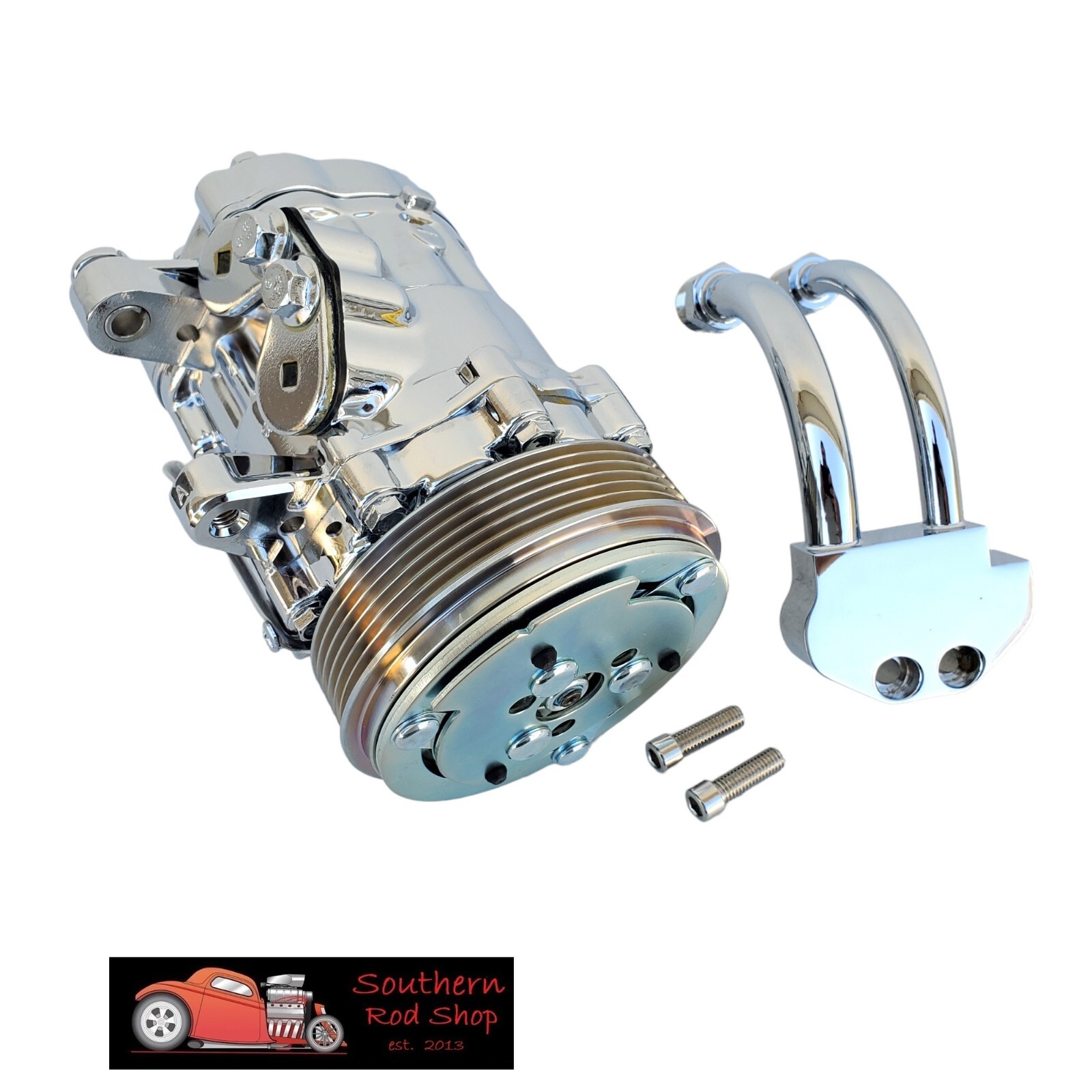 Chrome Mini Sanden SD7 7176 Style AC Compressor R134 Serpentine With ...