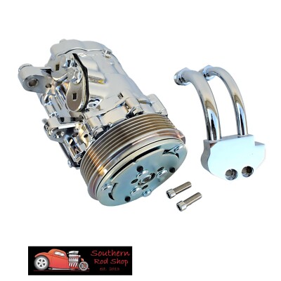 Chrome Mini Sanden SD7 7176 Style AC Compressor R134 Serpentine With ...
