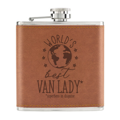 World's Best Transporter Lady 170ml Pu-Leder Flachmann Tan Lustig ...