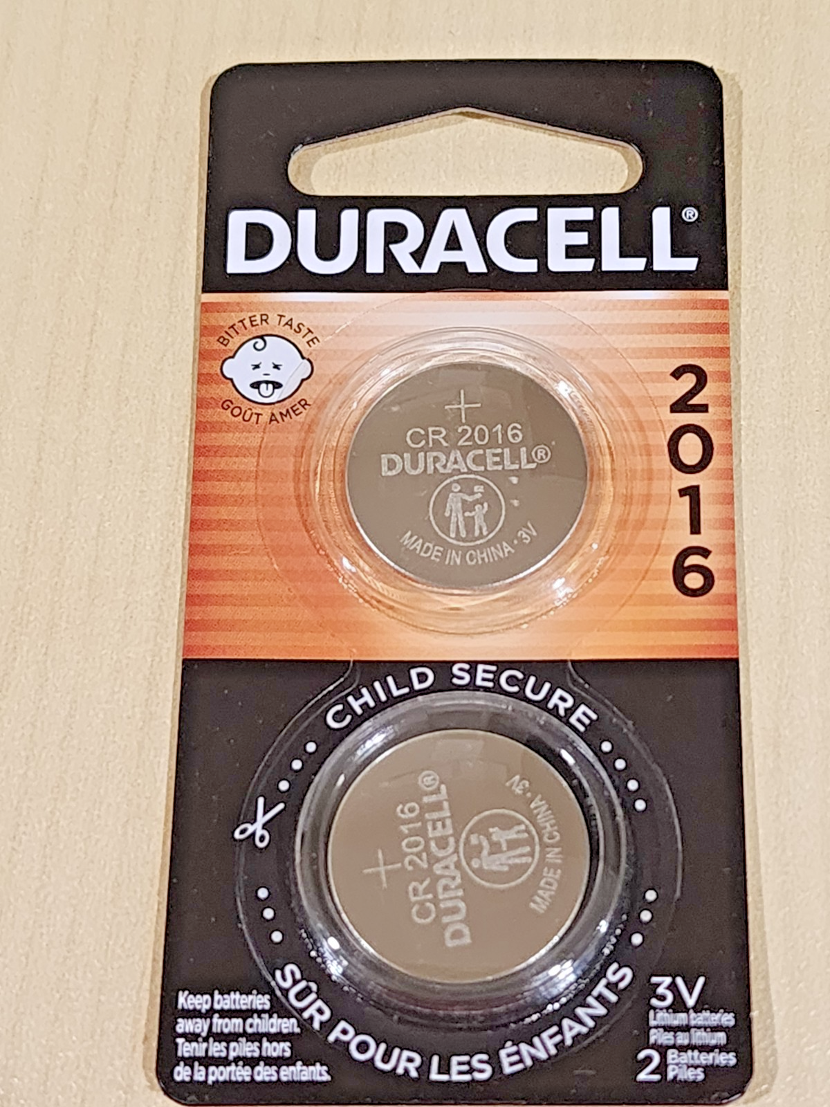 2 pc DURACELL CR2016 lithium 3v battery key fobs etc (EXPIRATION DATE ...