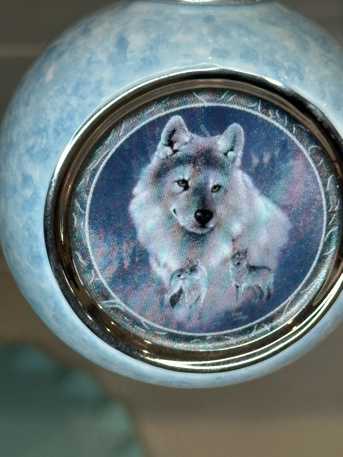 Lot Of 2 Bradford Edition 1997 Wolf Ornaments Silver Scout/Black Knight ...