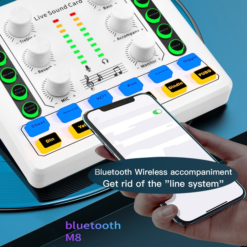 3X(M8 Live Sound Card Bluetooth Audio Mixer Digital Mixer Noise ...