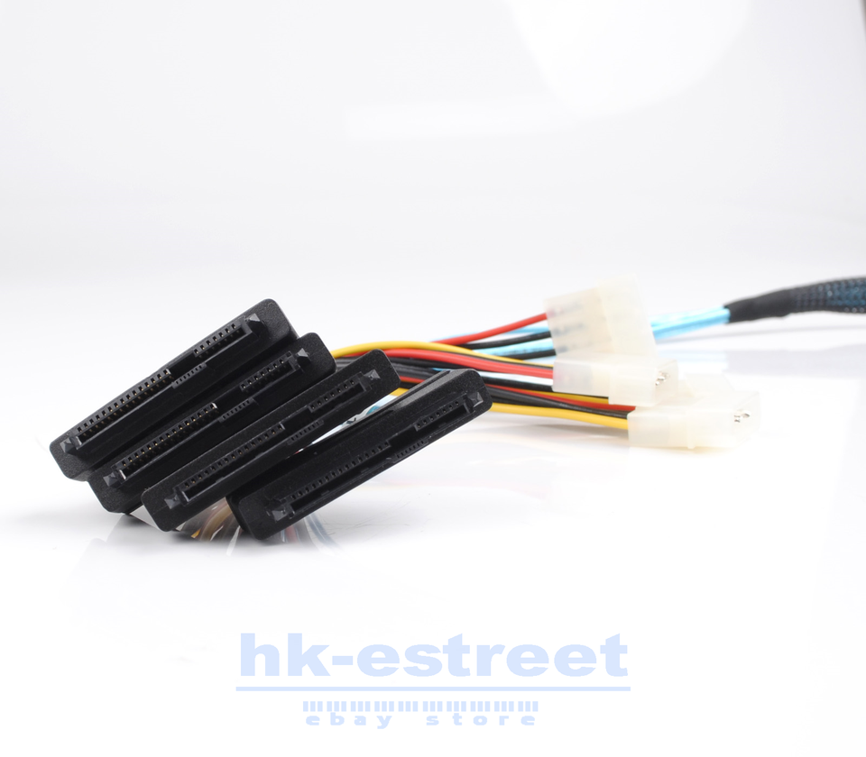 Mini SAS SFF-8087 to 4 x SFF-8482 w/ IDE Internal Breakout Power Cable ...