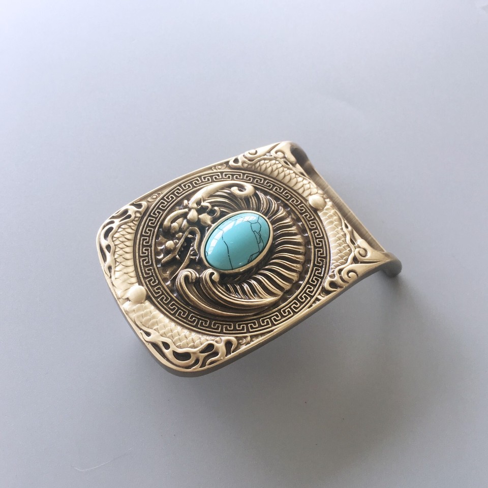 Western Dragon Solid Brass Rectangle Belt Buckle | eBay