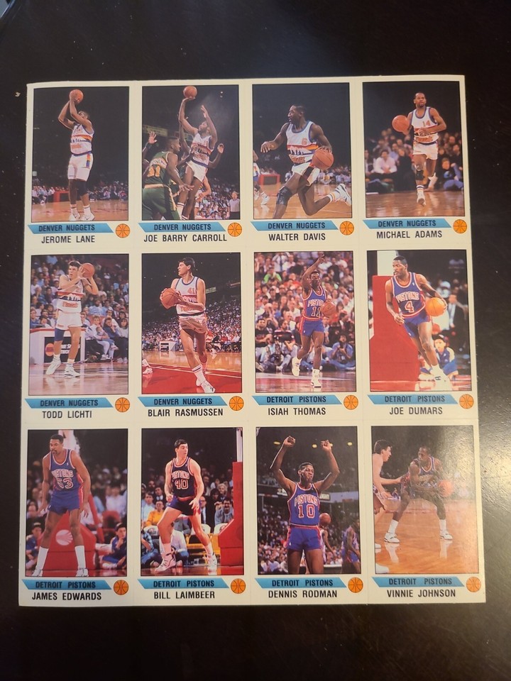 NBA Panini Stickers. Lakers, Bad Boys(Pistons), Heat, Nuggets. 2 Uncut ...