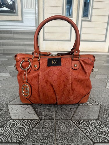 GUCCI pumpkin orange GUCCISSIMA leather SUKEY Shoulder Bag | eBay