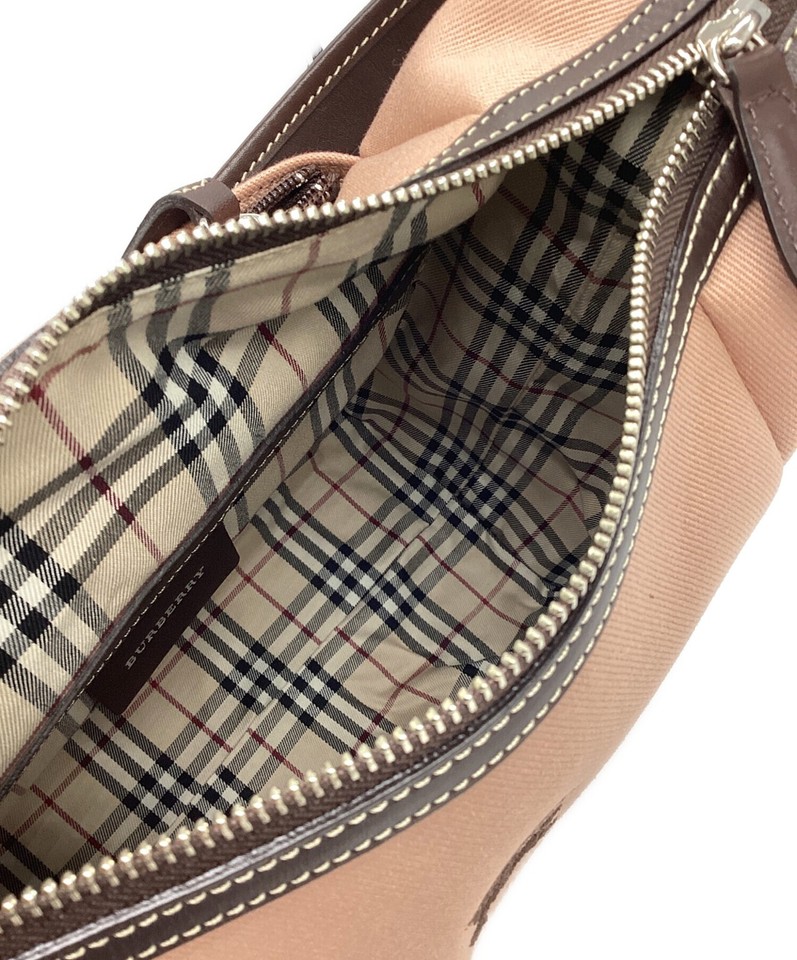 BURBERRY Handbag 2Way Shoulder bag Pink x Brown LD 4488 34 From Japan ...