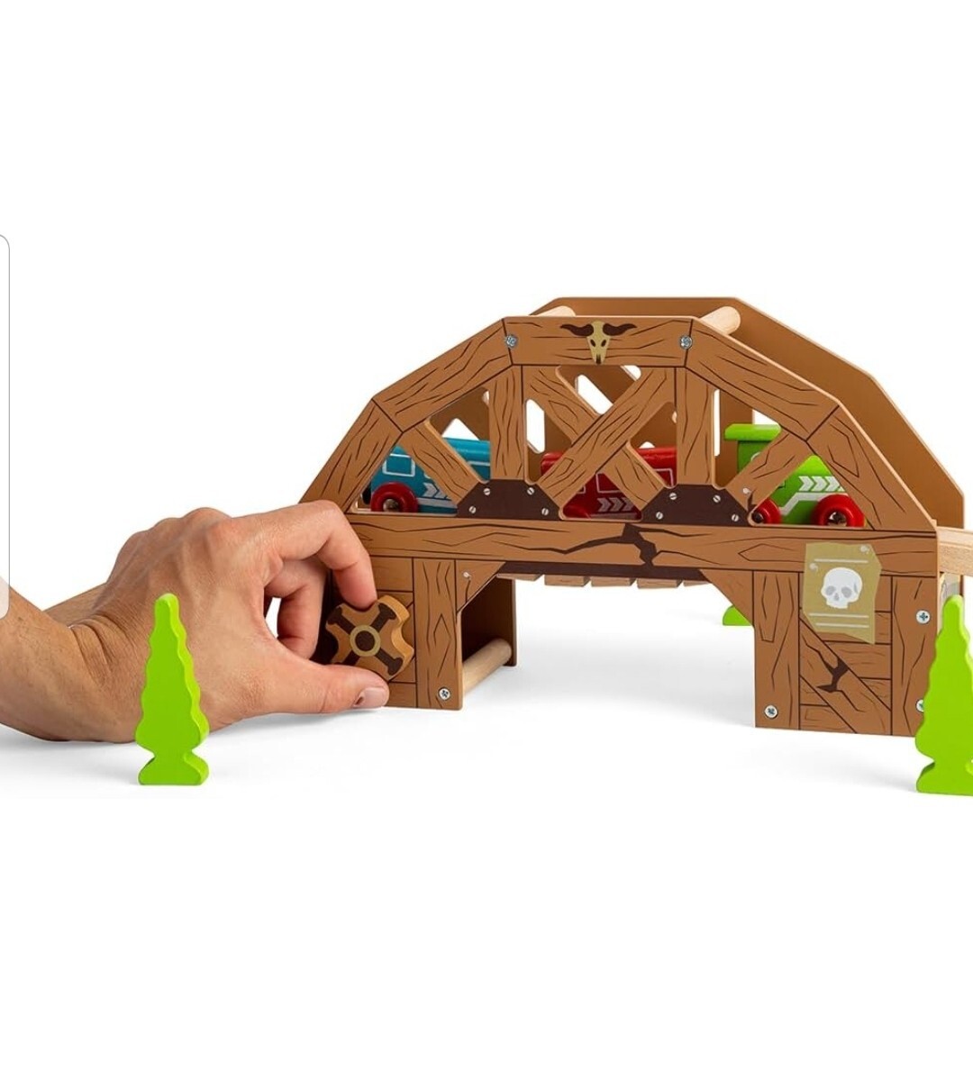 Collapsing Wooden Wild West Bridge, Includes 2 Track Pieces, Kids Train ...