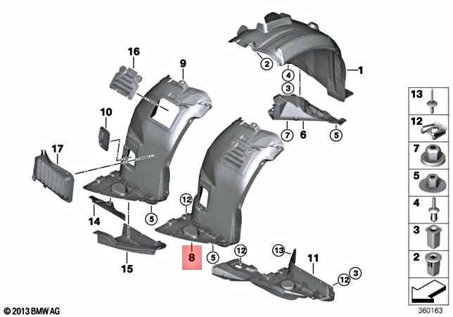 Genuine BMW E92 E92N E93 E93N Cabrio Splash Shield Right OEM ...