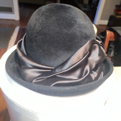 Bailey Tomlin London Ladies Black Fur Felt Hat W/ Satin Ribbon | eBay