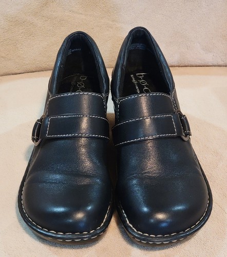 BOC Ansen Buckle Clogs Black Leather Mules Womens 7.5M | eBay