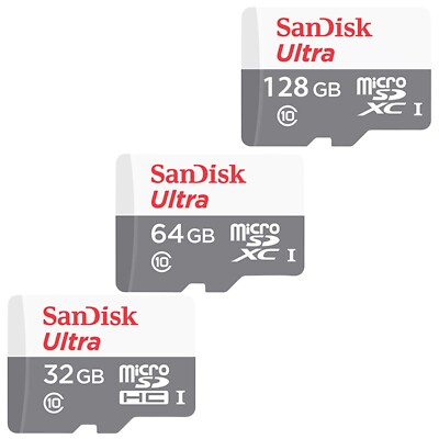 SanDisk Ultra 32GB 64GB 128GB 256GB Class 10 Micro SD Flash Memory Card ...
