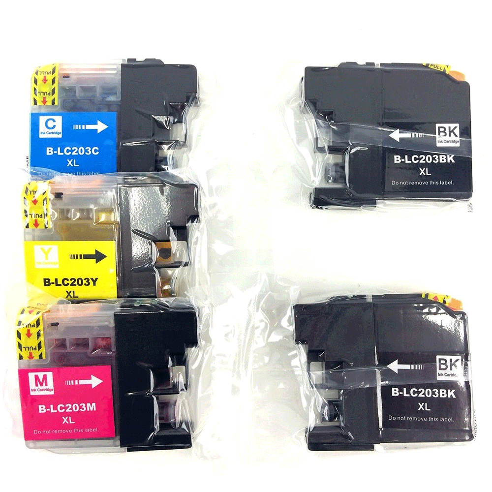 5Pack LC203BK LC203C LC203M LC203Y LC203CL XL High Yield Brother Ink ...