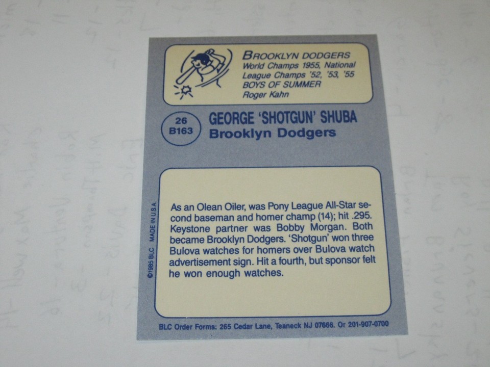 George Shotgun Shuba Autograph Baseball Card | eBay