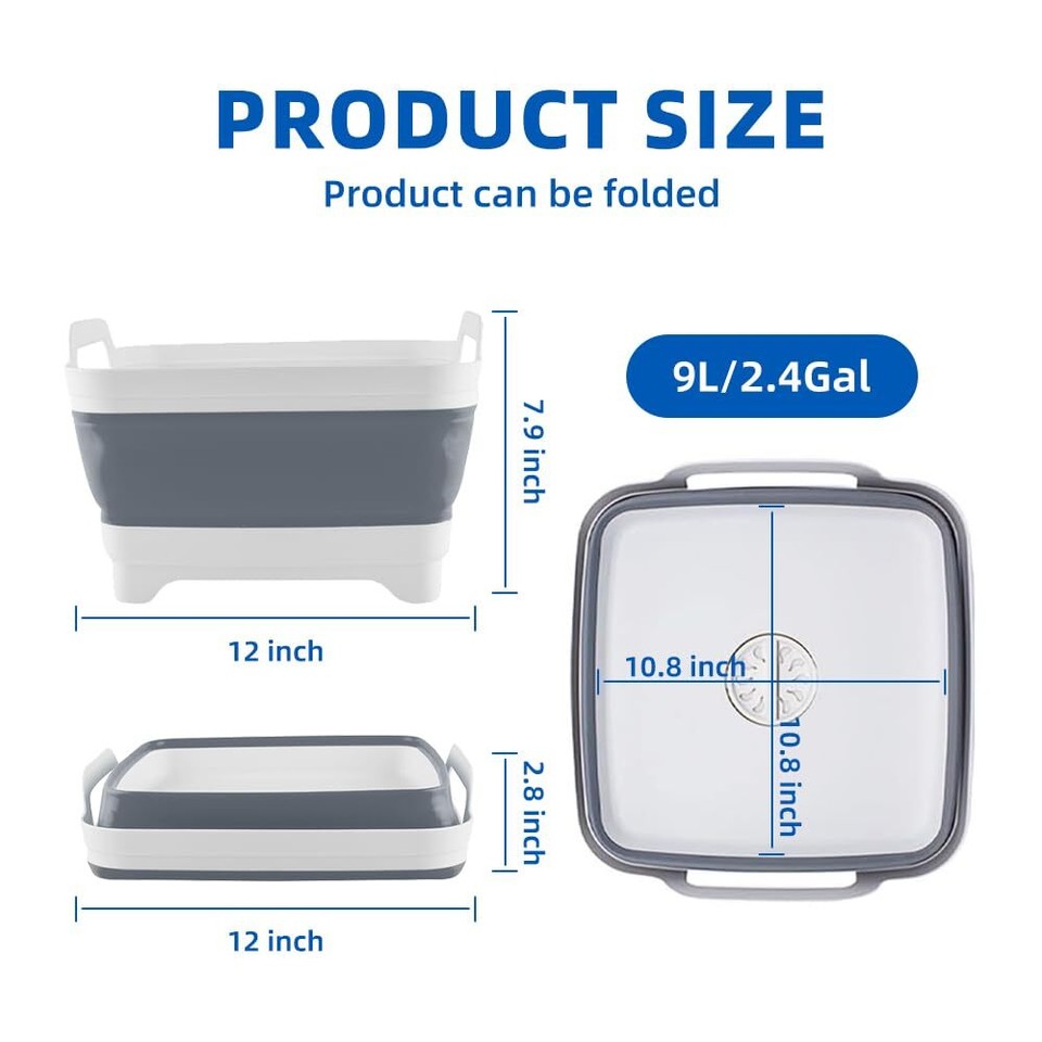 Collapsible Wash Basin Dish Drying Rackcamping Portable Sinkdish Basin ...