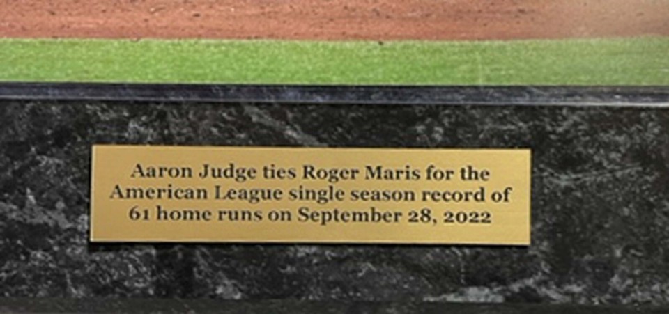 Aaron Judge 61st Home Run 8x10 photo plaque with engraved nameplate ...