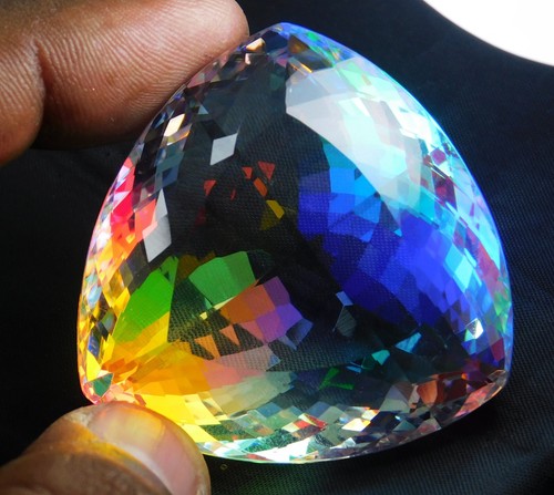 Stunning 254.90Ct Natural Rainbow Color Mystic Topaz Trillion Certified ...
