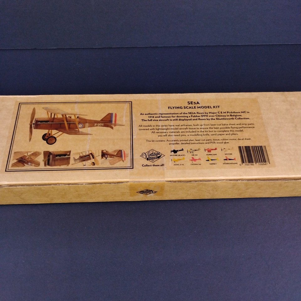 The Vintage Model Company Flying Balsa Aircraft Kits SE5A 16" Wingspan ...