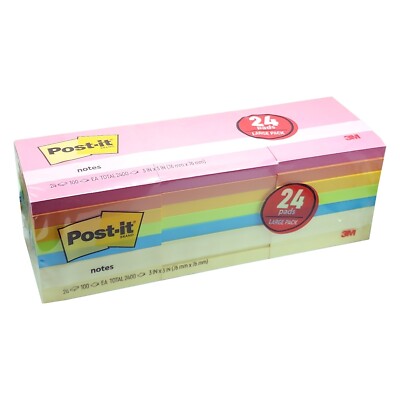 3M POST IT Notes Super Sticky 24 Pack Pads x 100 Sheets 2400 Sheets New ...