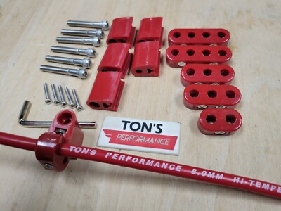 Bolt to Valve Cover V8 Vertical Wire Loom Kit Red 7-8mm Spark plug ...