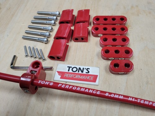 Bolt to Valve Cover V8 Vertical Wire Loom Kit Red 7-8mm Spark plug ...