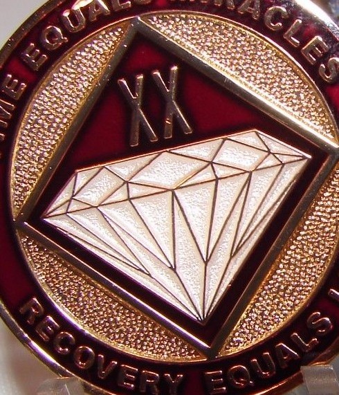 Narcotics Anonymous NA Burgundy Red 20 Year gold Medallion Clean Token ...