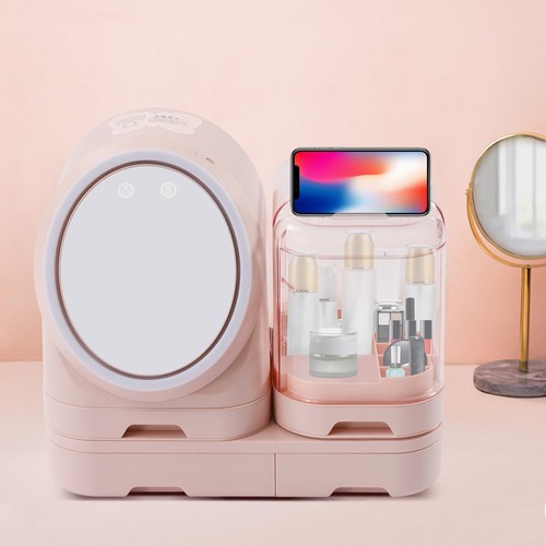 Desktop Cosmetic Storage Box Makeup Jewelry Beauty Case W/ Mirror Led ...