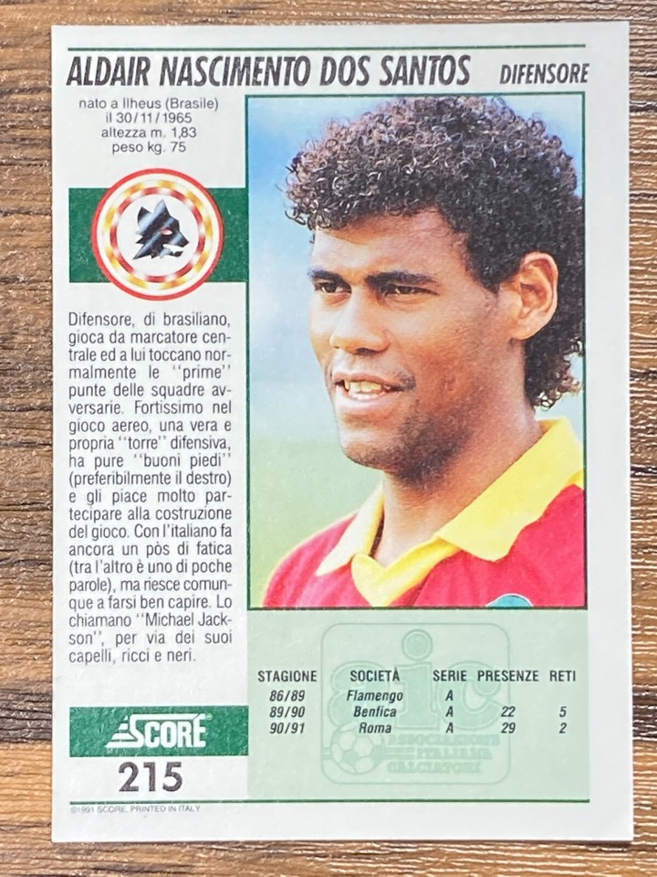Score 92 Card Calcio Serie A Aldair Nascimento Dos Santos AS Roma | eBay