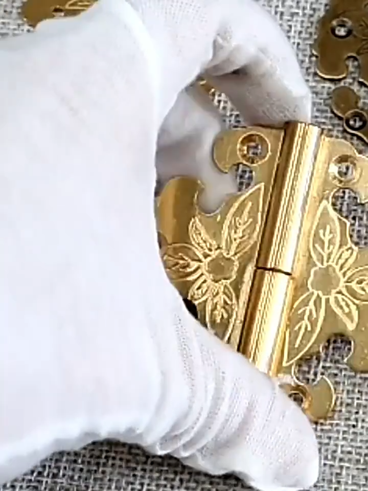 HOT 4Pair Brass Furniture Hinges Exquisite Carved Chest Wood Case Gift ...