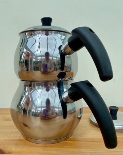 Traditional Teapot Stainless Steel Caydanlik Turkish Double Kettles XS ...