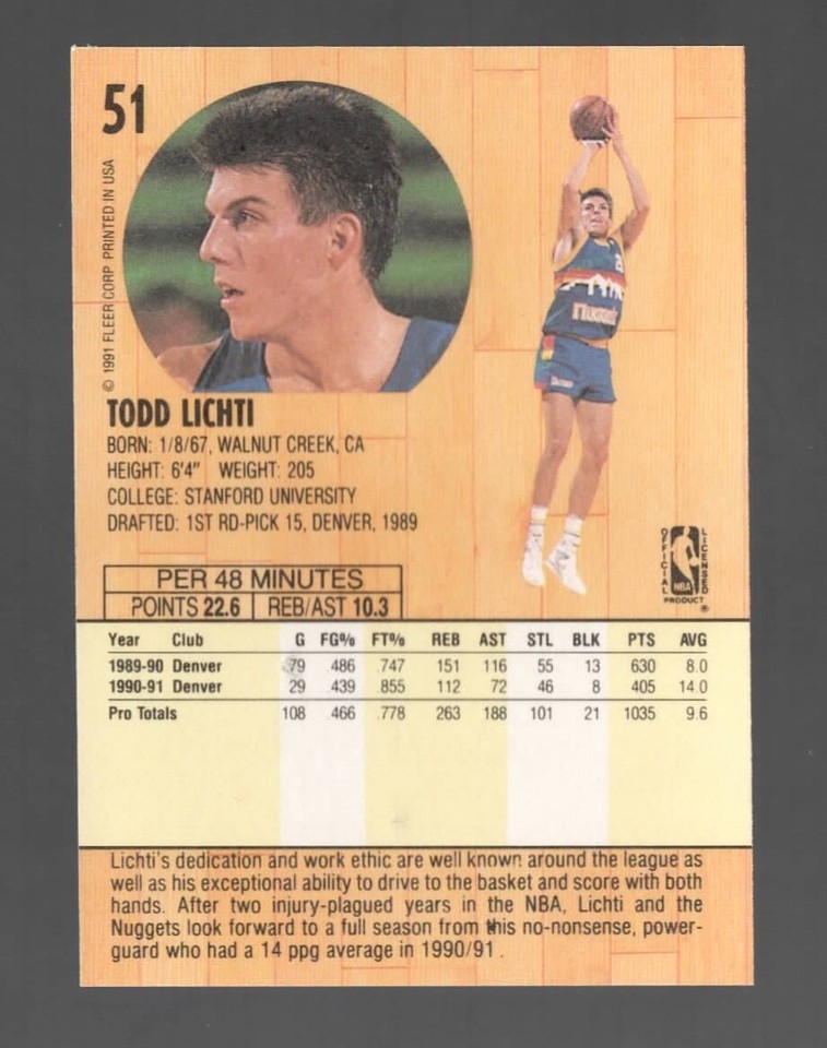 1991 Fleer #51 Todd Lichti Mint | eBay