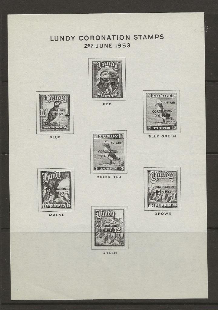 l24 GB LOCAL LUNDY ISLAND 1953 Coronation Publicity sheet Mint | eBay UK