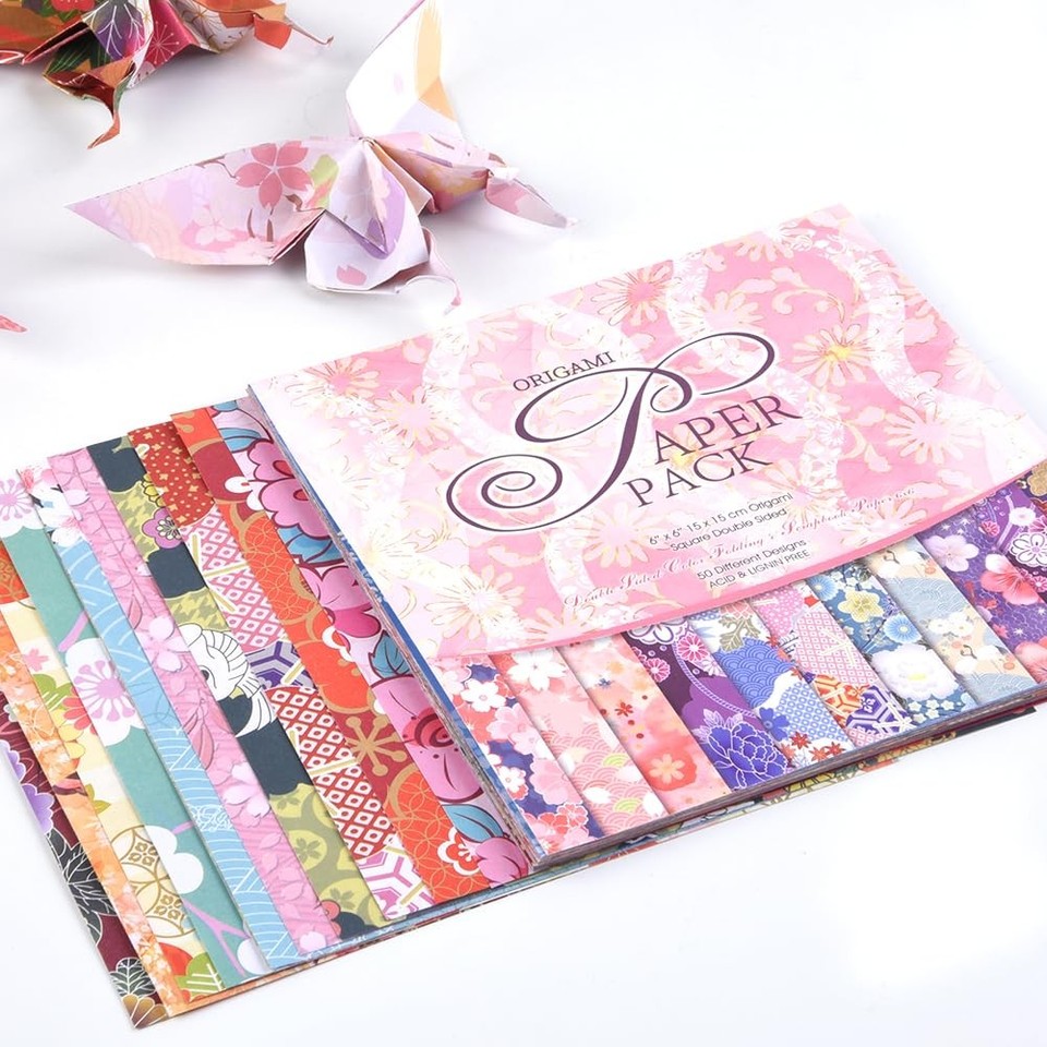 Origami Paper Kit 50 Sheets 70GSM 6 Inch Square Double Sided Color 50 ...