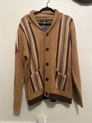 Sinransinya Cardigan Sweater Button Brown Aztec / Native American ...