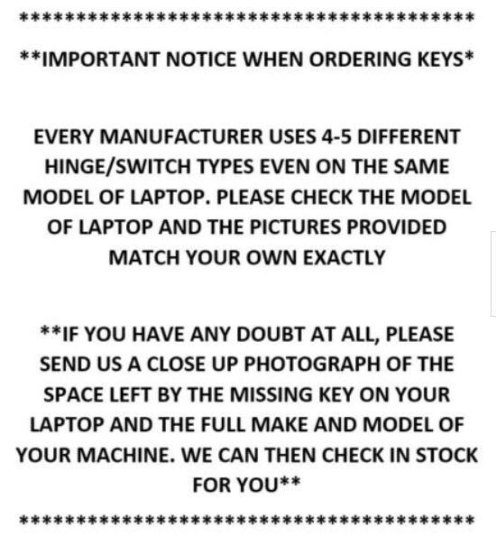 Acer Predator Helios & Triton 300 Keyboard KEYs for full model list see ...