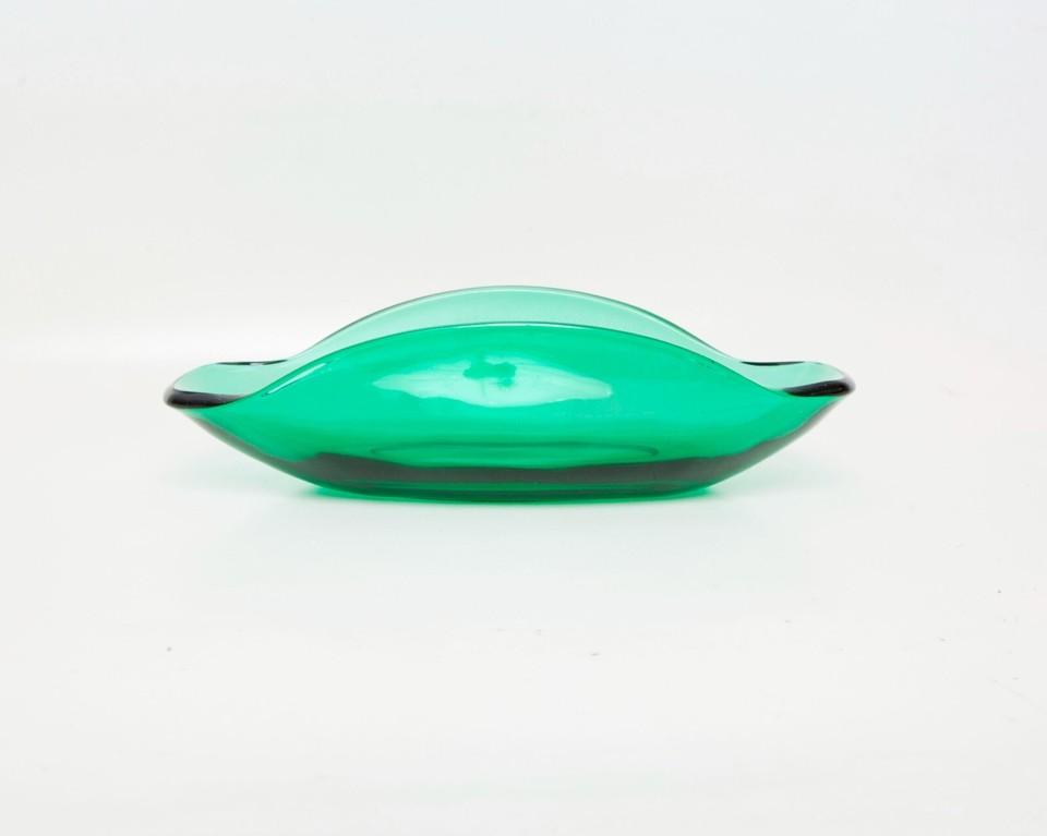 Vintage Anchor Hocking - Forest Green Glass Bowl - Oblong Shaped ...