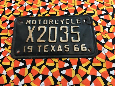 1966 TEXAS MOTORCYCLE LICENSE PLATE LATE STYLE X2035 | eBay