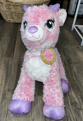 2017 Build A Bear 14” Pink Twinkle Reindeer BAB Stuffed Plush Metallic ...