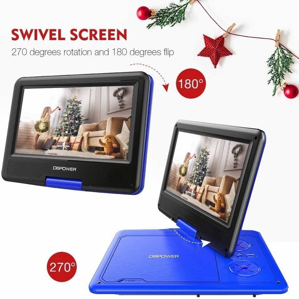 DBPOWER 11.5" Portable DVD Player 9" Swivel Screen Rechargeable Battery ...